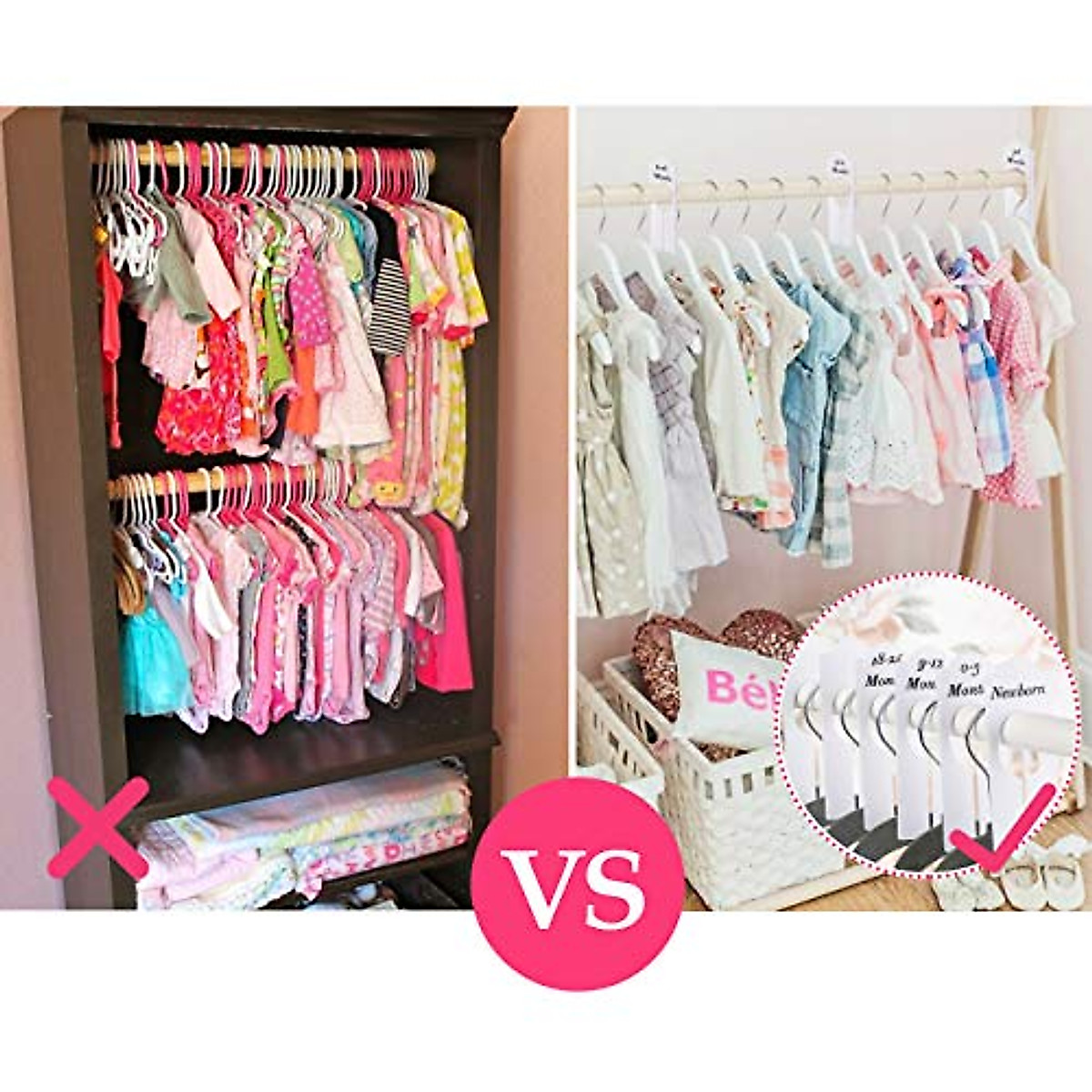 Lemonfilter 12 Pack Baby Wardrobe Dividers Plastic Nursery Closet Dividers Clothing Rack Dividers for Organize Baby's Clothes (White)