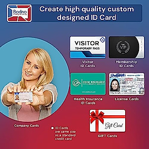 Bodno Badgy200 Color Plastic ID Card Printer with Complete Supplies Package ID Software - Bronze Edition