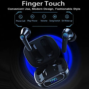 IHAO Luxury Sport Earbuds Headphone with HD Mic TWS in-Ear Headset Deep Bass HiFi Sound Multi Ture Active Noise Cancelling Mode Ergonomic Fit Painless Firm Wear Earphone