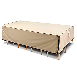 Patio Furniture Covers Waterproof for Outdoor Table, 600D Heavy Duty Tough Oxford Fabric 90x64x28 Inch Rectangular Durable Covers for Dinning Table Chairs Set Yard Sectional Sofa Bench Loveseat