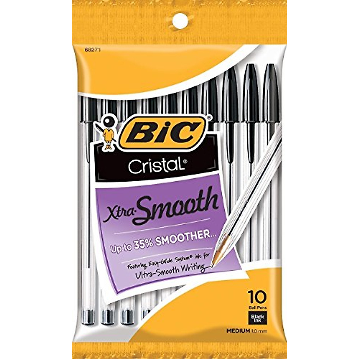 Bic Cristal Stic Medium Ball Pen, Black 10 ea ( Pack of 3)