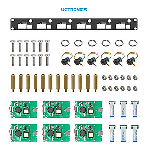 UCTRONICS Compact 1U Rack with PoE Functionality for Raspberry Pi 4B, 19" 1U Rackmount Supports 1-6 Units with PoE HAT, Power Switch, and SD Card Adapter