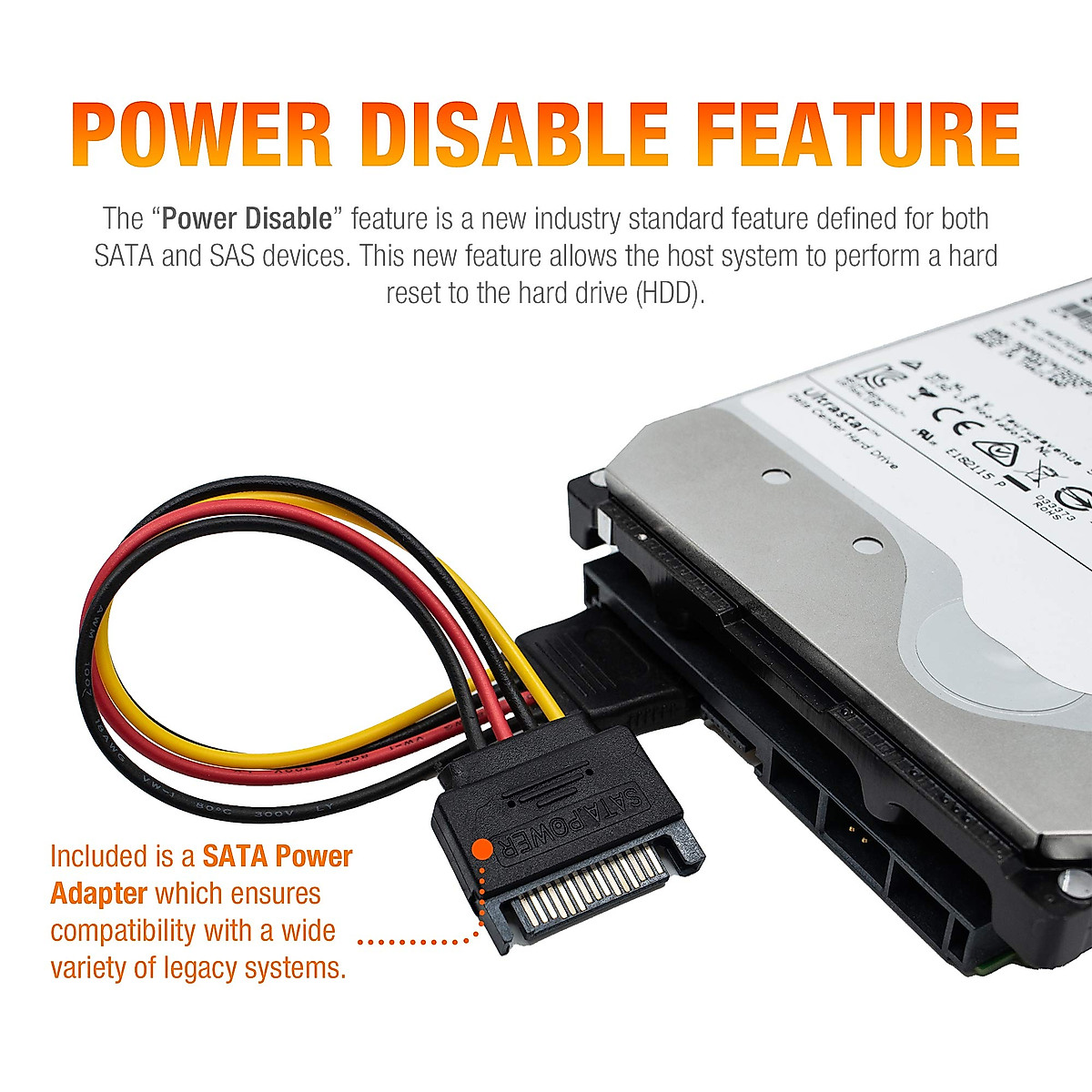 HGST Ultrastar He8 8TB 7200 RPM SATA 6Gb/s 3.5-Inch HDD | Power-Disable | Enterprise Hard Drive | HUH721008ALE600 (0F27455) (Renewed)