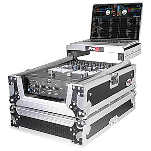 Artist Unknown Prox XS-RANE72LT 11" ATA-300 Style Gig Ready Flight/Road Case with Laptop Shelf for Rane Seventy-Two DJ Mixer, Silver on Black