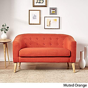Christopher Knight Home Bridie Mid-Century Modern Loveseat, Muted Orange Fabric