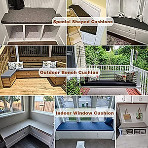 Gmsqj Custom Bench Cushions,Personalized Size Bench Pad with Non-Slip Bottom,Indoor/Outdoor Thickened Foam Furniture Cushion for Garden Patio Bench,Bay Window,50D High Elastic Sponge Filling