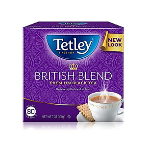Tetley British Blend Premium Black Tea, Rainforest Alliance Certified, 80 Tea Bags (Pack of 4)