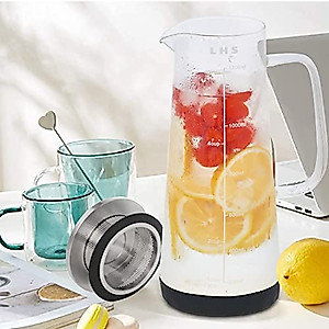 Cold Brew Coffee Maker 2 in 1 Iced Coffee Maker, Glass Pitcher with Lid- 1.2Liter / 40oz, Stainless Steel Filter Removable and BPA-Free Glass Carafe for Iced Coffee, Cold Brew Tea, Juice