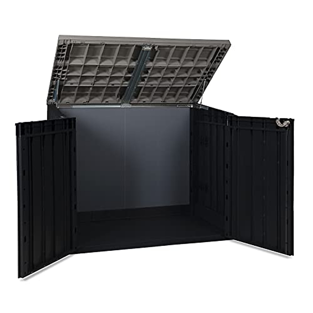 Toomax Stora Way All-Weather Outdoor Horizontal 6 x 3.5' Storage Shed Cabinet for Garden Tools and Yard Equipment, Taupe Gray Box, Anthracite Lid