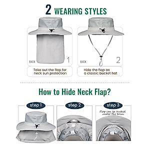 Camptrace UPF 50+ Sun Hats for Men Women Wide Brim Sun Protection Mesh Hat with Neck Flap Fishing Hiking Gardening Hats