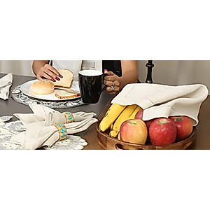 Linen Flax Cotton Cloth Dinner Napkin 18x18 Natural with Hemstitched,Wedding Napkins, Cocktails Napkins, Fabric Napkins, Cotton Napkins Mitered Corners, Machine Washable Dinner Napkins, Set of 12