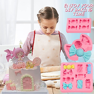 Candy Lollipop Molds 3Pcs, Candy Shape Cake Decorating Silicone Molds for DIY Chocolate Mousse Cookie Butter Gum Cupcake Topper Flower Paste Epoxy Clay Plaster Candle Soap