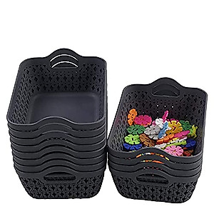 EudokkyNA Mini Grey Storage Basket Tray, 12-pack Plastic Storage Tray