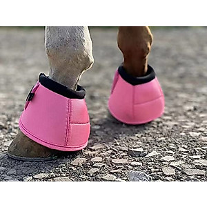 TGW RIDING No-Turn Horse Bell Boots, Equine Ballistic Hoof Overreach Bell Boot, Pair (L, Pink)…