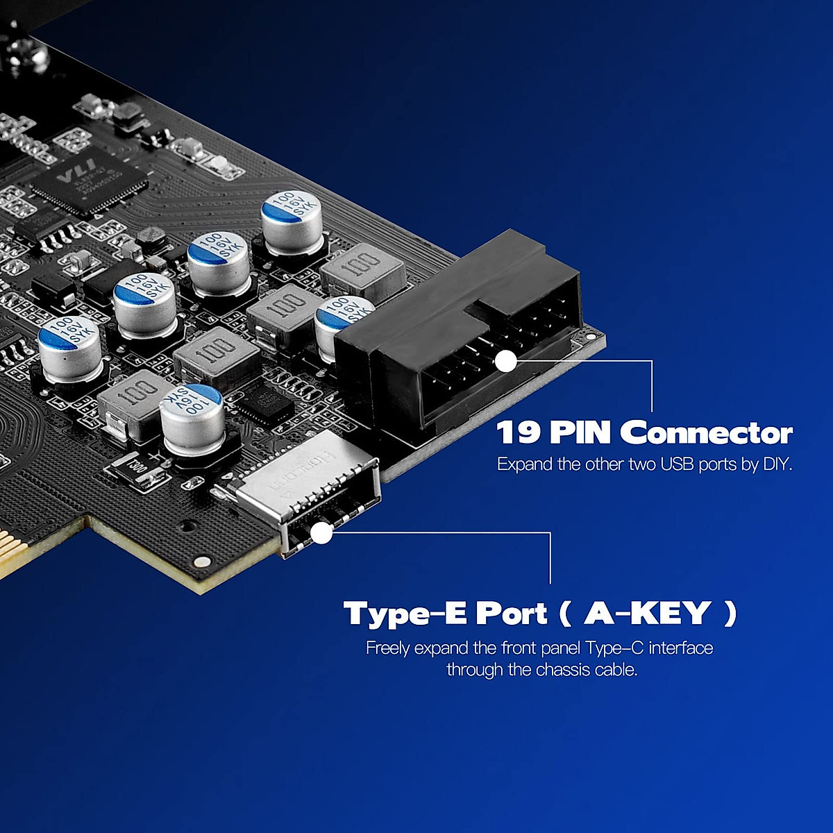 YEELIYA USB C PCIe Card SuperSpeed 10Gbps with 2 USB C and 2 Internal Port(Type-E,19 Pin USB 3.0 Header) PCI-E Expansion Cards PCI Express Front Panel Adapter for Desktop PC