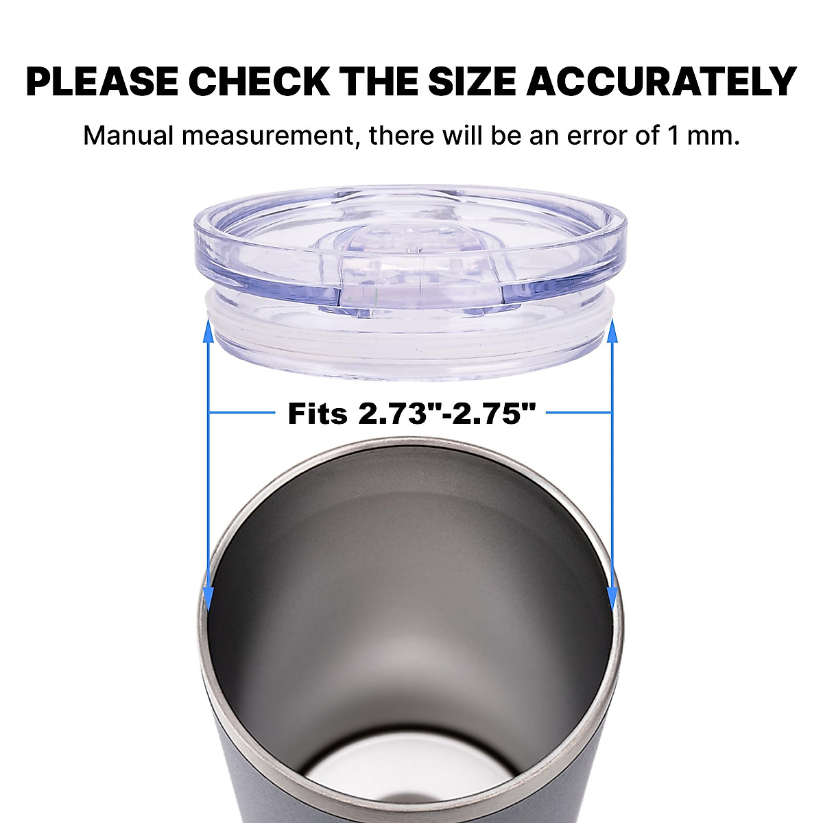 Mollcity Skinny Tumbler Replacement Lid Fits for Skinny Tumbler 2.73-2.75 inches in diameter, 2 Pack Splash Resistant Lids Sliding Covers, BPA Free (2 Pack)