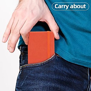 8-Pack Pocket Notebook，4.3" x 3.2"Small Notebook，Hardcover PU Leather Notebook Total 200 Pages, Mini Journal for College Ruled, Sketchbook, Work Notebook.（Contains 2 Yellow, 2 Grey, 2 Blue, 2 Orange）