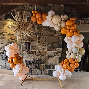 Fall Balloons Garland Arch Kit - Double Stuffed Matte Burnt Orange Cream Peach Apricot Terracotta Latex Balloon Different Sizes 18 12 10 5In Fall Ballon for Baby Shower Party Holiday