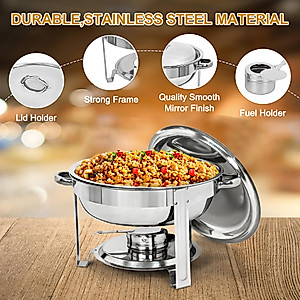 Nova Microdermabrasion Chafing Dish Buffet Set of 4, 5QT Stainless Steel Chafing Dishes for Buffet Food Warmer for Parties Catering Event with Food Water Pan, Fuel Holder