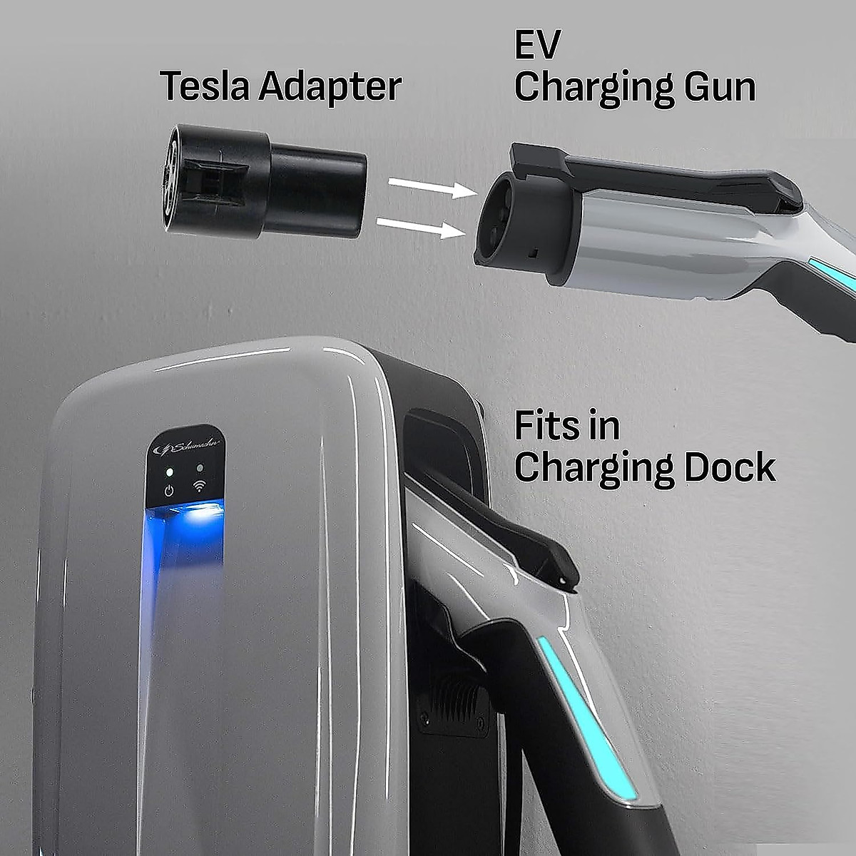 Schumacher Electric Level 2 EV Charger 50 Amp 240V for NEMA 6-50 Plug or Hardwired Electric Vehicle Charger - 9X Faster Indoor/Outdoor Charging - Bluetooth/WiFi Connected