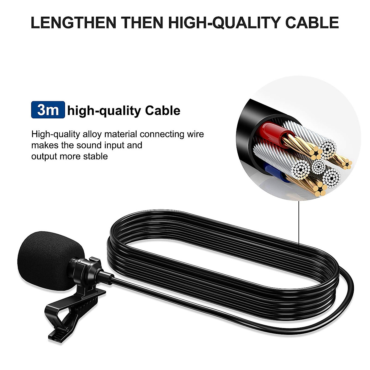 Aokeo Professional Lavalier Lapel Microphone Omnidirectional Condenser Mic