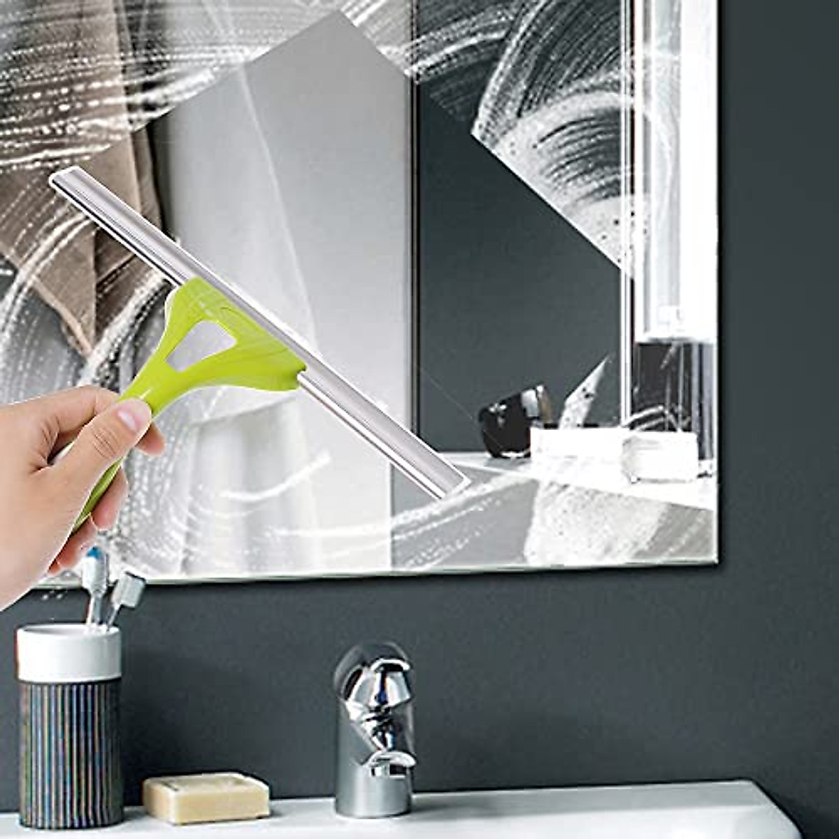 CQT Window Squeegees Wipper Cleaner Car Glass Cleaner Window Cleaning Tool for Car Indoor Outdoor High Windows (CG01, YellowGreen)