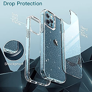 JETech Glitter Case for iPhone 12 Pro Max, 6.7-Inch, Bling Sparkle Shockproof Phone Bumper Cover, Cute Sparkly for Women and Girls (Clear)