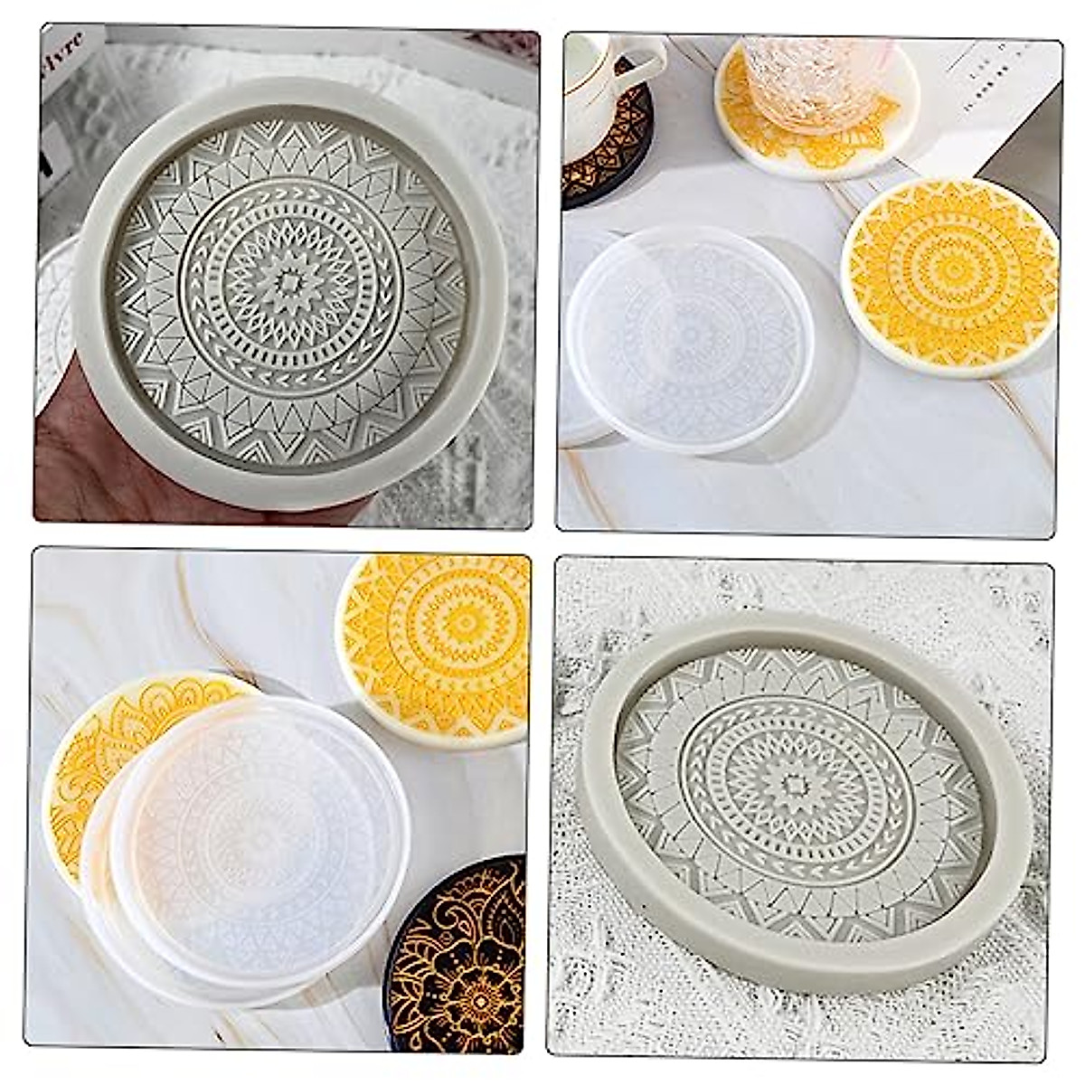 TEHAUX 2pcs House Decorations for Home Tool Tray Silicone Molds Silica Gel Silicone Coaster Mould Coaster Mold Silicone Tray Mold Base Diffuser Stone Epoxy Mold Round Tea Coaster