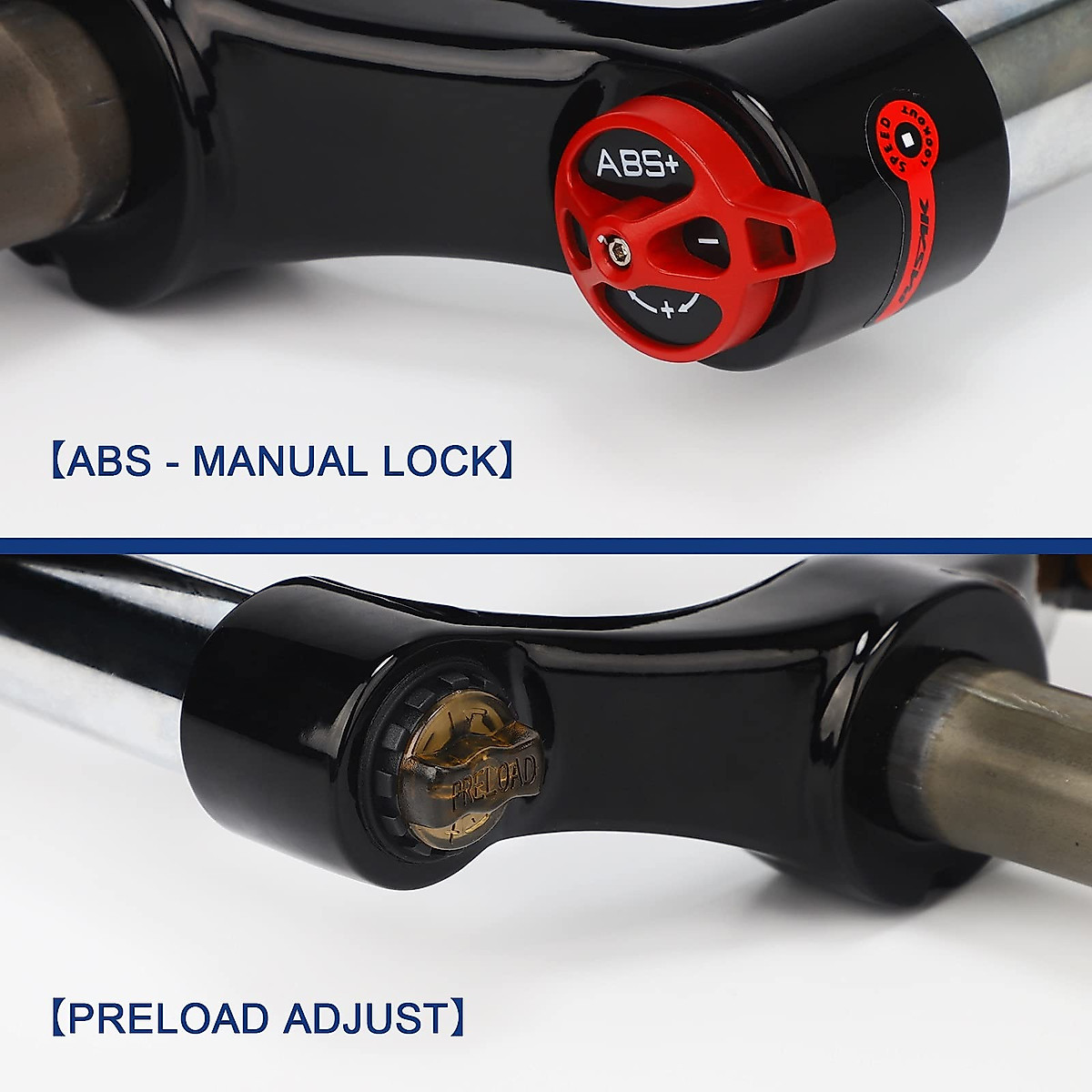 RUJIXU Bike Fat Fork 20 Inch 4.0" Tire Air Suspension Fork 1-1/8" Disc Brake Bicycle QR 9mm Travel 100mm Manual Lock Snow Beach XC MTB Bicycle Accessories Delivery from USA (Color : White)