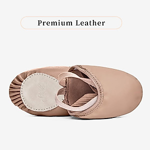 Stelle Leather Half Soles Dance Shoes Womens Lyrical Pirouette Turners Dance Shoes for Turning (Girls/Boys/Men/Adult) (Tan, 6/7)