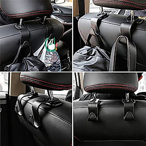 8sanlione Car Back Seat Headrest Hooks, 4PCS Vehicle Backseat Storage Organizer Hanger, Multifunctional Auto Headrest Hidden Hook Universal for Handbag Purse Backpacks Bags and Groceries (Light Blue)