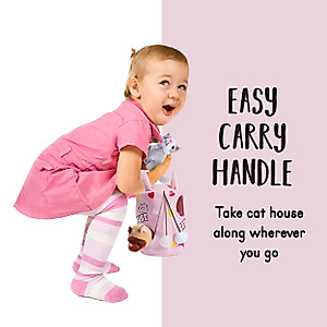 Plush Creations Talking Plush Cat House for Kids Includes Plush Cat House Carrier with 4 Soft Stuffed Talking & Meowing Kittens & A Cat Plush Milk Bowl Best Interactive Toy for Babies Or Toddlers