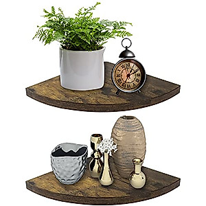 Corner Shelf Wall Mount, Floating Corner Shelves for Bathroom, Kitchen, Living Room, Bedroom, Corner Wall Shelf for Photos, CDs, Plants, Speakers with Hardware Kit, Corner Wall Storage Shelf Set of 2