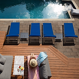 Kozyard Wilson 3 Pieces Textilene Chaise Lounge Set with Side Table Outdoor,Adjustable Back & Pillow for Yard,Garden,Sunbathing (2 Pack) (Blue W/Table)