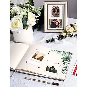 Wedding Guest Book，Guest Book Weddings Reception，Polaroid Guest Book for Wedding 100 Pages Paper Hardcover 8" x 10" for Wedding Gift with Pen, Photo Corner
