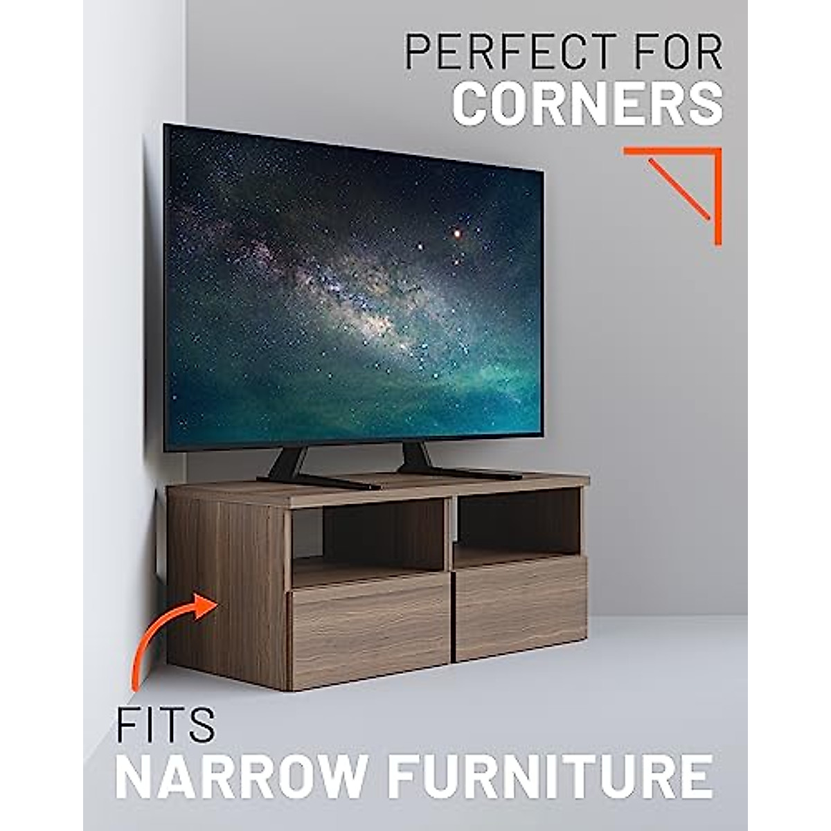 ECHOGEAR Replacement TV Stand for Screens Up to 65" - Foldable TV Bracket Includes Hardware, Anti-Slip & Anti-Scratch Pads - Easy 3-Step Install TV Feet w/Wide VESA Compatibility