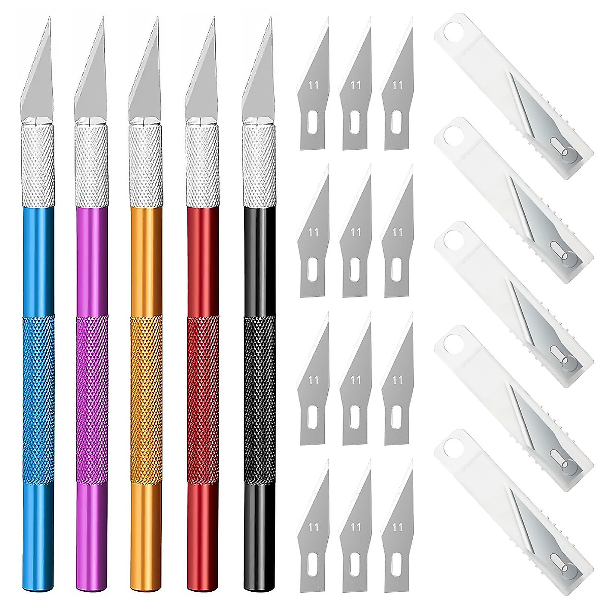 Keadic 30Pcs Exacto Knife with Extra High Carbon Steel Blades, Precision Hobby Knife with Aluminum Body, Utility Knife Kit Craft Knife Set for Scrapbooking Trimming Carving Stencil
