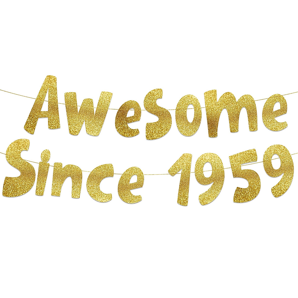 Awesome Since 1959 Gold Glitter Banner - 65th Birthday and Anniversary Party Decorations