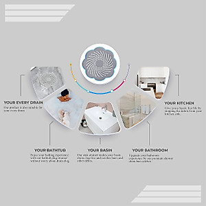 Premium Sink Filter and Shower Drain Cover Hair Catcher - Kitchen Sink Drain Strainer and Bathtub Drain Plug - Pack of 2