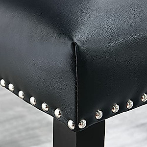 LEEMTORIG Parsons Chairs Faux Leather Dining Chairs Set of 2, Upholstered Mid Century Modern Kitchen Chairs with Nail-Head Trim, Black CY-2258-BK