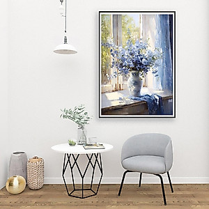 Nzhidey Flowers Paint by Numbers Kit for Adults-Flowers Paint by Numbers on Canvas, DIY Acrylic Flowers Paint by Number Kits for Wall Hanging Home Room Decor Gift 16x20inch