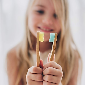 TreeBird Kids Bamboo Toothbrush 6-Pack | Super Soft Bristles | Eco-Friendly Dental Care for Children | Compostable Natural Organic Wood Handles | Colorful BPA-Free Brushheads