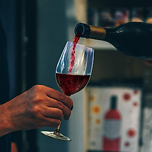 E-liu Handblown Wine Glasses, 17 Ounce Lead·Free Crystal Long Stemmed Glassware, All-Purpose Wine Glass for Red or White Wine, Birthday, Anniversary or Wedding Gifts, Set of 4, Iridescent