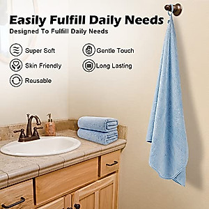 Orighty Bath Towels Set Pack of 4(27’’ x 54’’) - Soft Feel Bath Towel Sets, Highly Absorbent Microfiber Towels for Body, Quick Drying, Microfiber Bath Towels for Sport, Yoga, SPA, Fitness - Blue