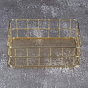 Wire Mesh Basket, Golden Iron Storage Basket Multifunctional Wire Mesh Desktop Storage Organizer for Home (S)