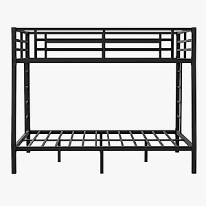 Metal Full XL Over Queen Bunk Beds for Adults,Heavy Duty Adult Bunk Beds,Bunk Bed Full Over Queen with 2 Ladders,Queen Bunk Bed,Bunk beds with Queen Bottom Bed,Noise-Free,Black