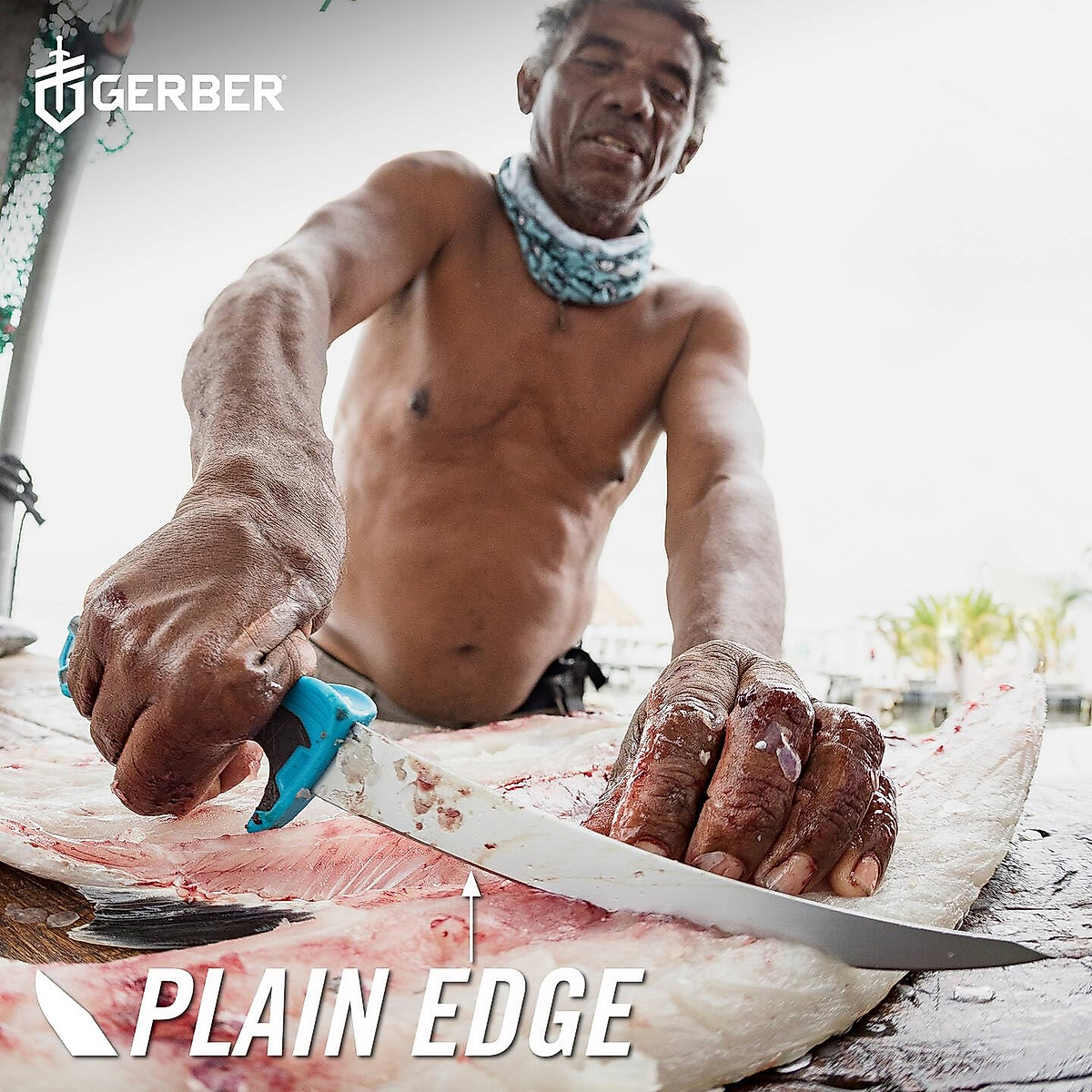 Gerber Gear Controller - Saltwater Fishing Fillet Knife for Fishing Gear - Cyan, 8 Inches