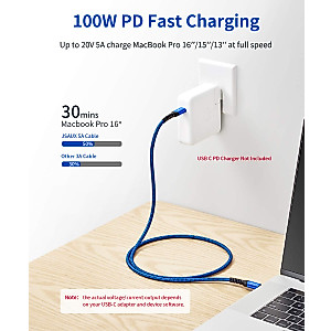 JSAUX USB C to USB C 3.1 Gen 2 Cable 10Gbps Data Transfer 3.3ft, 4K Video Monitor Video Cable 100W PD Fast Charging Thunderbolt 3 Compatible with MacBook Pro, MacBook Air, iPad Pro, Galaxy S2, Pixel