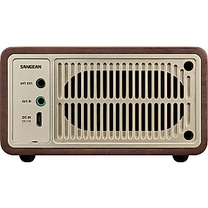 Sangean WR-7GW Wood Cabinet Mini Bluetooth Speaker with FM Tuner and Aux-in Special Edition Color Gold/Walnut