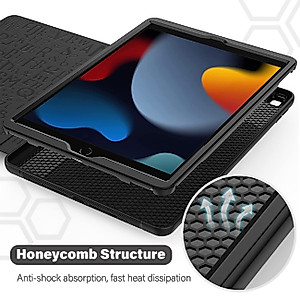 DUNNO Case for iPad 9th/ 8th/ 7th Generation (iPad 10.2-Inch 2021/2020/2019), Shockproof Magnetic Multi-Angles Stand Cover Case with Pen Holder & Card Pocket, Auto Wake/Sleep (Black)